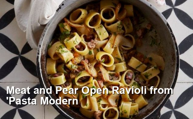 Meat and Pear Open Ravioli from 'Pasta Modern - Mediterranean Recipes