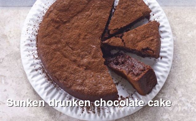 Sunken drunken chocolate cake - Lacto Ovo Vegetarian Recipes